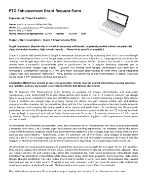 Fillable Online aas PTO Enhancement Grant Request Form Fax Email Print ...