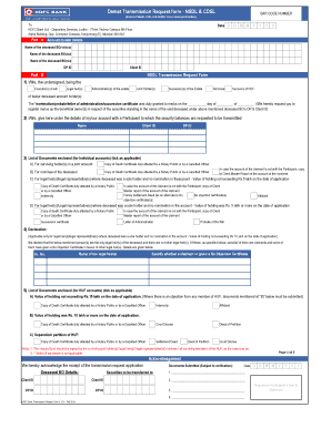 Fillable Online Demat bTransmissionb Request form - NSDL amp CDSL - HDFC Bank Fax Email Print ...