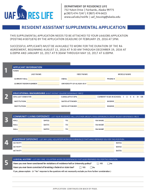 Fillable Online uaf DOWNLOAD 2016 RA Application! - University of ...