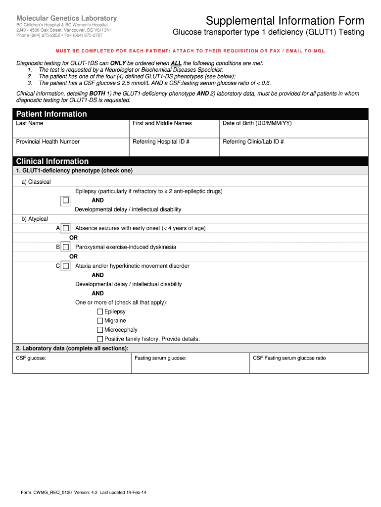 Fillable Online genebc Molecular Genetics Laboratory Supplement al ...