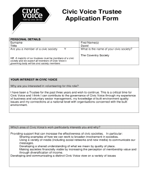 Fillable Online civicvoice org Civic Voice Trustee Application Form ...