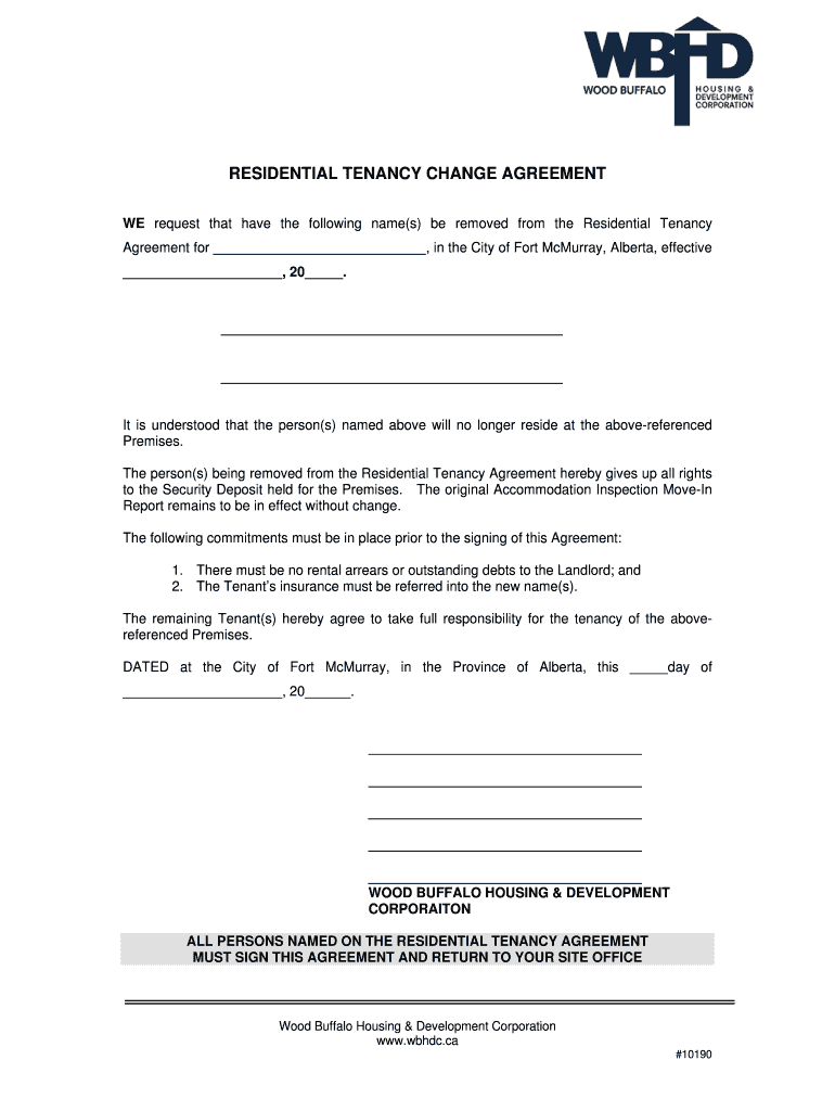Fillable Online wbhadc 10190 - Leaseholder Change AGreement Fax Email ...