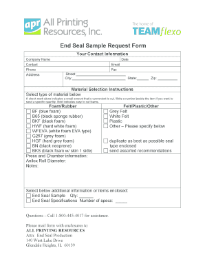 Fillable Online End Seal Sample Request Form Fax Email Print - pdfFiller
