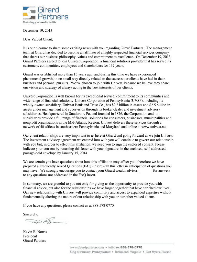 Fillable Online December 19 2013 Dear Valued Client - Girard Partners ...