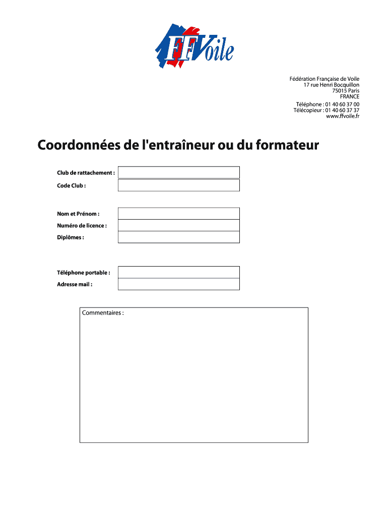Remplissable En Ligne ffvoile Formulaire de demande d'acc s - F d ...