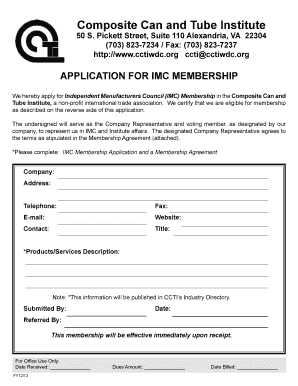 Fillable Online cctiwdc IMC Membership Application Packet - Composite ...
