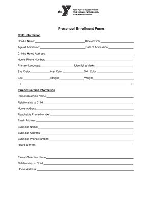 Fillable Online Child's Enrollment Form Fax Email Print - pdfFiller