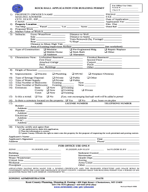 Fillable Online For Office Use Only ROCK HALL APPLICATION FOR BUILDING ...