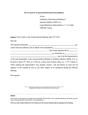 Fillable Online jeronimomartins Proxy letter Corporate Entity - Jernimo ...