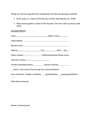 Fillable Online classreport PLEASE PRINT - Classreport - classreport ...