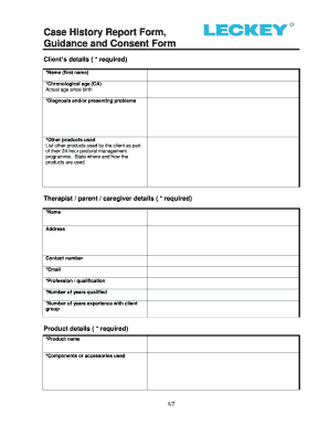 Fillable Online Case History Report Form Guidance and Consent Form Fax ...