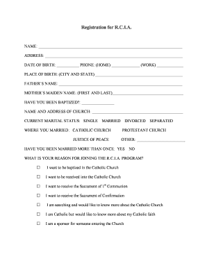 Fillable Online RCIA Registration.doc Fax Email Print - pdfFiller