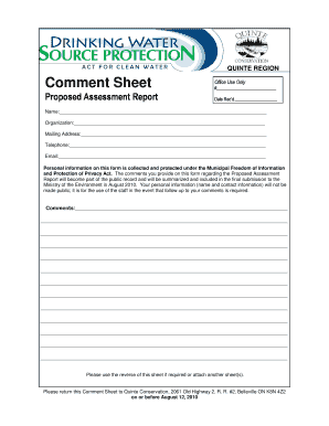 Fillable Online Comment Sheet Aug 12 Fax Email Print - pdfFiller