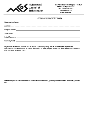 Fillable Online mcos FOLLOW-UP REPORT FORM - mcos Fax Email Print ...