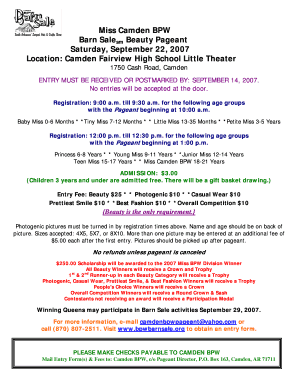 Fillable Online bpwbarnsale Application Beauty Pageant 2007.doc Fax ...