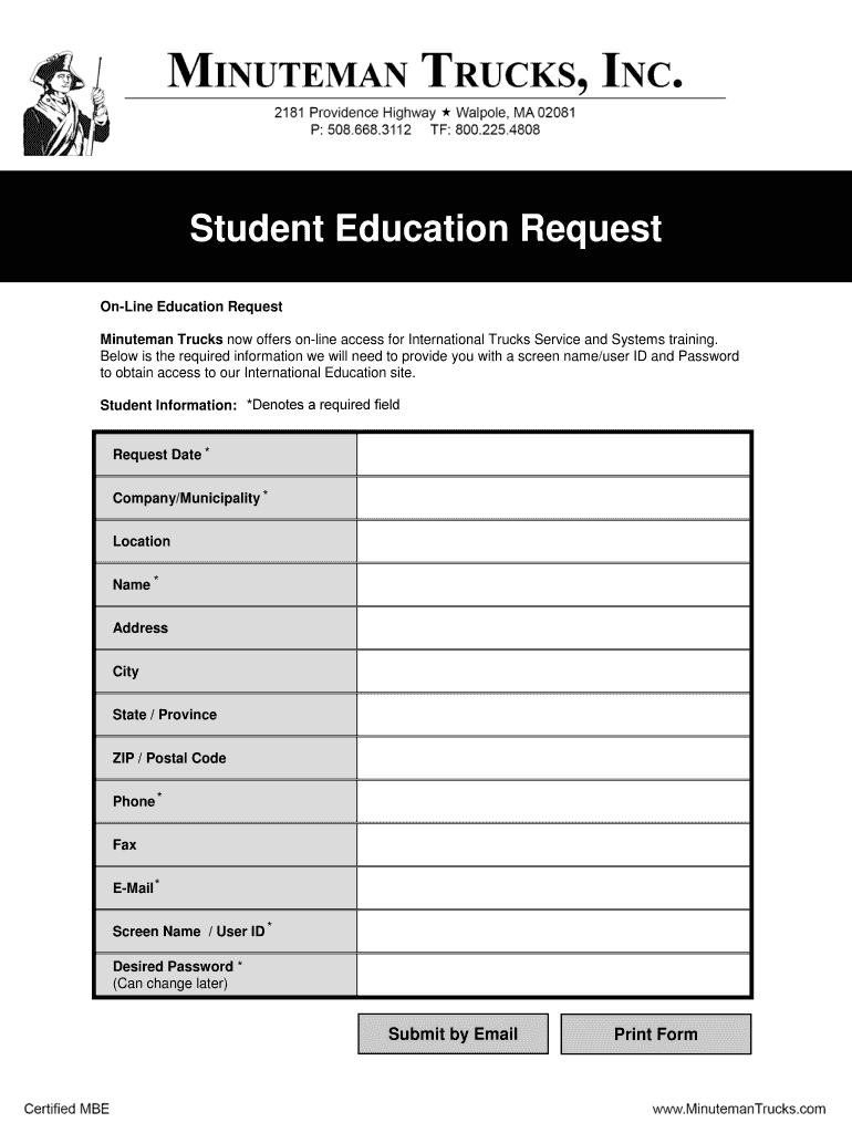 Fillable Online Student Education Request - asset01drivewebsitecom Fax ...