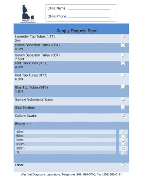 Fillable Online westvet Supply Request Form - bWestVetb Fax Email Print - pdfFiller