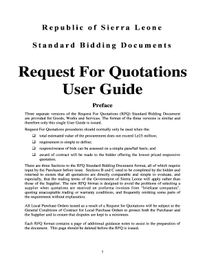 Fillable Online Three separate versions of the Request For Quotations (RFQ) Standard Bidding ...