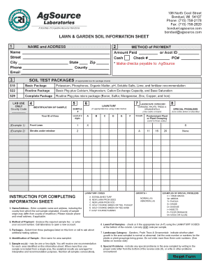 Fillable Online LAWN GARDEN SOIL INFORMATION SHEET Fax Email Print ...