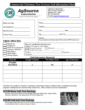 Fillable Online Commercial Christmas Tree Growers Soil Information Sheet Fax Email Print - pdfFiller