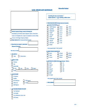 Fillable Online Information Number WATER FERTILIZER SAMPLE ...