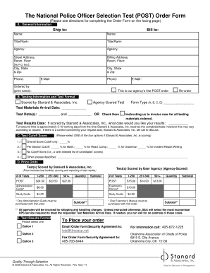 Fillable Online Order Form The National Police Officer Selection Test ...