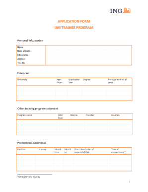 Fillable Online ing Application form ing trainee program Fax Email Print - pdfFiller