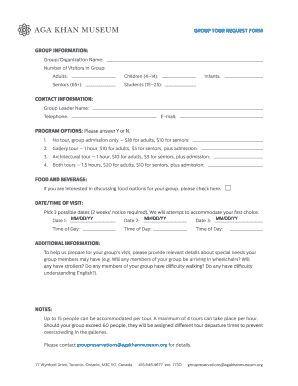 Fillable Online GROUP TOUR REQUEST FORM GROUP INFORMATION Fax Email ...
