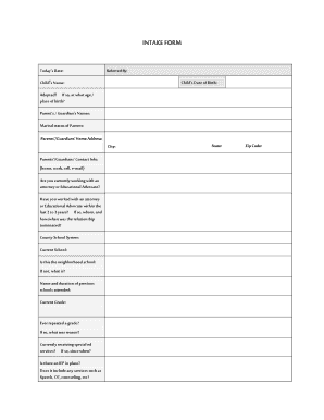 Fillable Online INTAKE FORM - Law For Children Fax Email Print - pdfFiller
