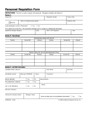 Fillable Online PPPererersonnel Requisition Formsonnel Requisition Fax ...