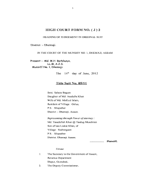 Fillable Online dhemajijudiciary gov HIGH COURT FORM NO J 2 - Dhemaji ...
