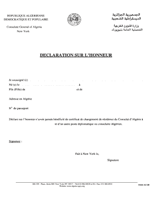 Remplissable En Ligne DECLARATION SUR LHONNEUR - Consulate General of ...