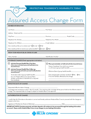 Fillable Online web-beta medavie bluecross Assured Access Change Form Fax Email Print - pdfFiller
