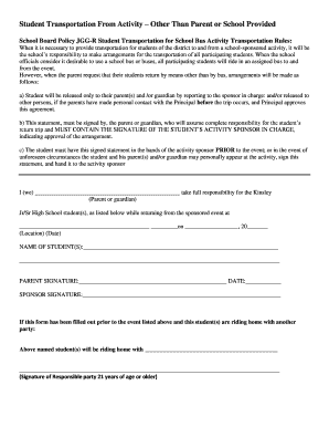 Fillable Online kinsleypublicschools Non-Parental Bus Sign out Sheet ...