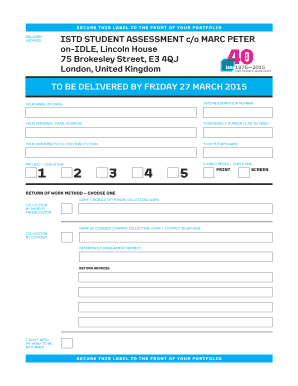 Fillable Online assessment istd org irish student assessment Fax Email ...