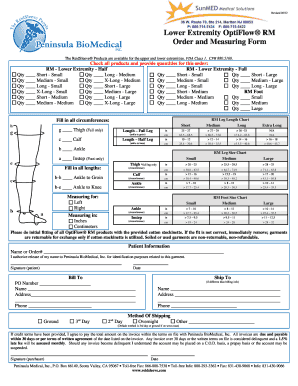 Fillable Online Lower RM Order-Measuring Form - SunMed Medical Fax ...