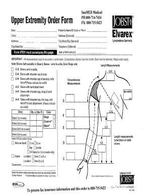 Fillable Online Upper Extremity Order Form FX 800-715-5423 I tJjI Fax ...
