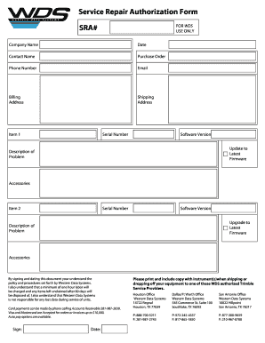 Fillable Online Service Repair Authorization Form SRA - bwdsb-busbbcomb ...