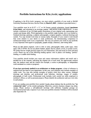 Fillable Online Portfolio Instructions for B Fax Email Print - pdfFiller