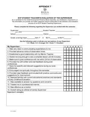 Fillable Online education biola Appendix T- ECP Student TEacher's ...