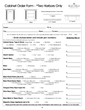 Fillable Online Cabinet Order Form - Two Harbors - Canned Heat Fax ...