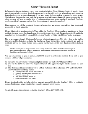 Fillable Online Clergy Visitation Packet - Youth Intervention Center ...