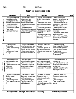 Fillable Online Report and Essay Scoring Guide - edmodulesnet Fax Email ...
