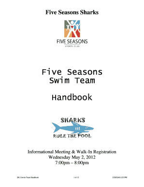 Fillable Online Five Seasons Five Seasons Swim Team Swim Team Handbook ...