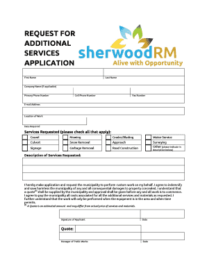 Fillable Online rmofsherwood REQUEST FOR ADDITIONAL SERVICES ...