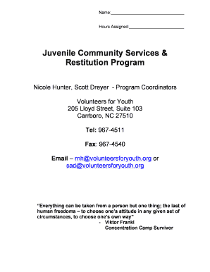 Fillable Online volunteersforyouth Juvenile Community Services amp ...