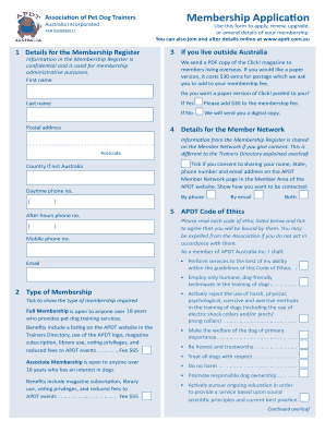 Fillable Online Membership Application - APDT Australia Fax Email Print - pdfFiller
