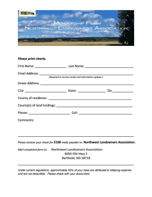 Fillable Online Downloadable and printable membership form - Northwest ... Fax Email Print ...