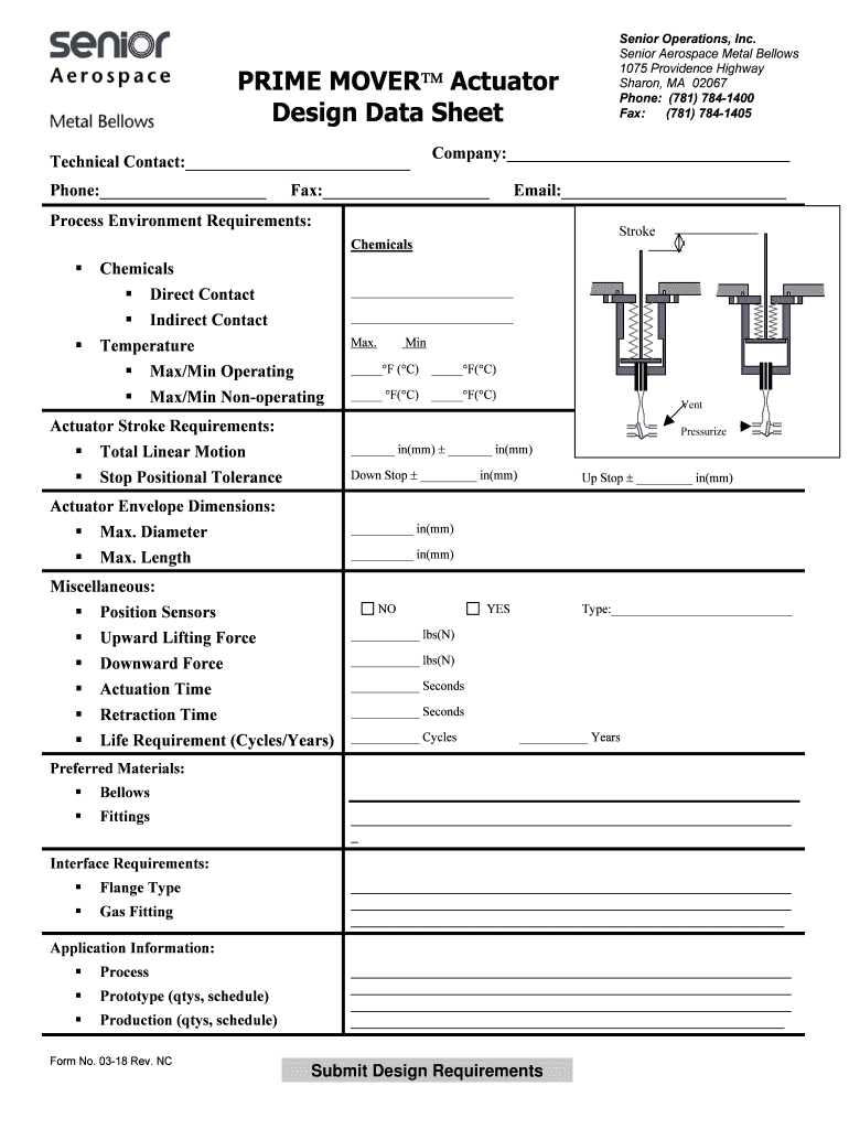 Fillable Online PRIME MOVER Design Data Sheet doc - bMetalBellowsb Fax ...
