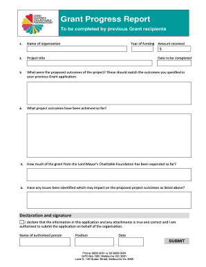 Fillable Online lmcf org Grant Progress Report - lmcforgau Fax Email ...